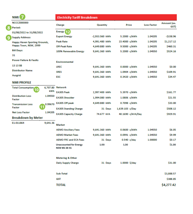 Large Customer Invoice Explained - Diamond Energy